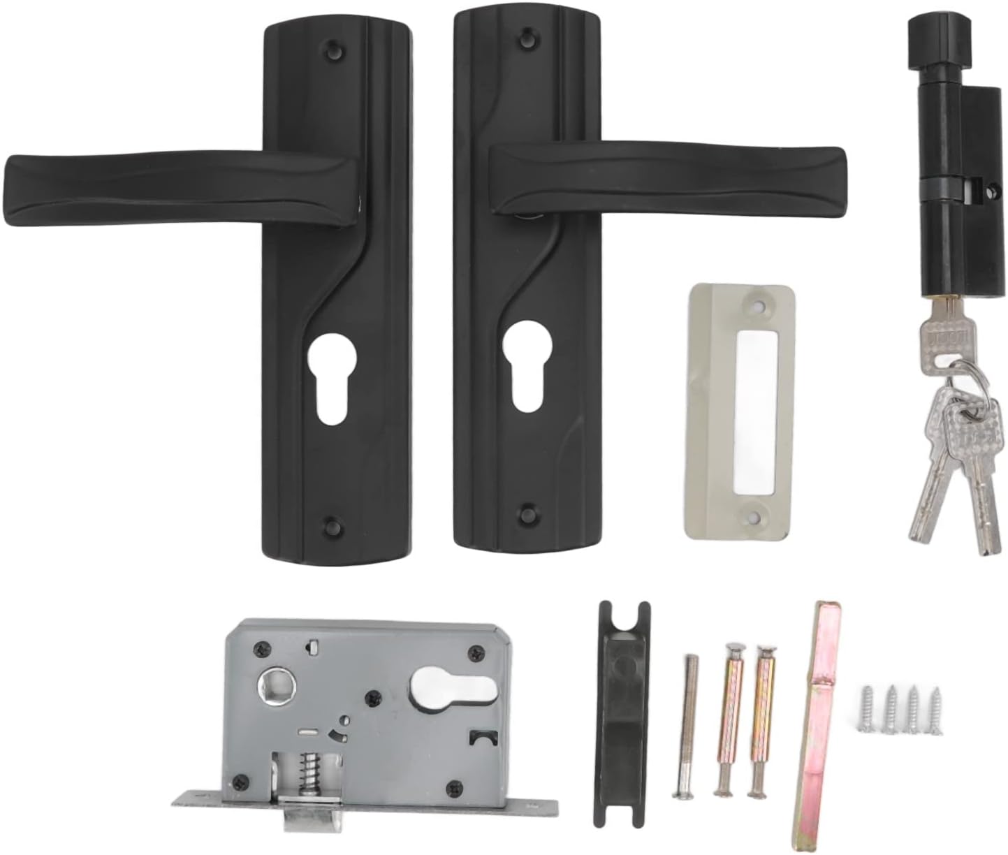 Door Handle Lock Black Front Door Lock Set with Keys Silent Bearing ...