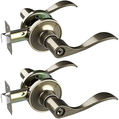 Door Handle with Lock, Bronze Door Knobs Interior Exterior Door Lock ...