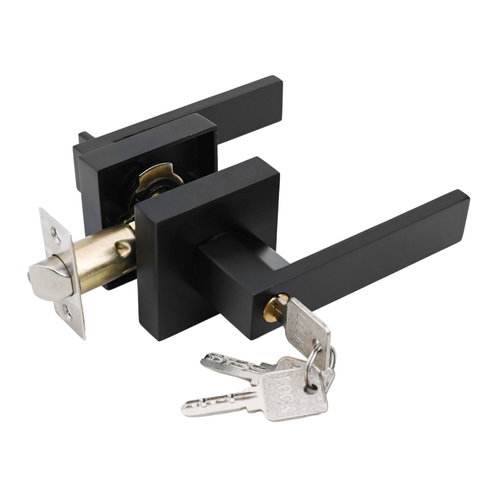 Door Handle Square Door Lock Set With Key Door Knob For Internal Wooden ...