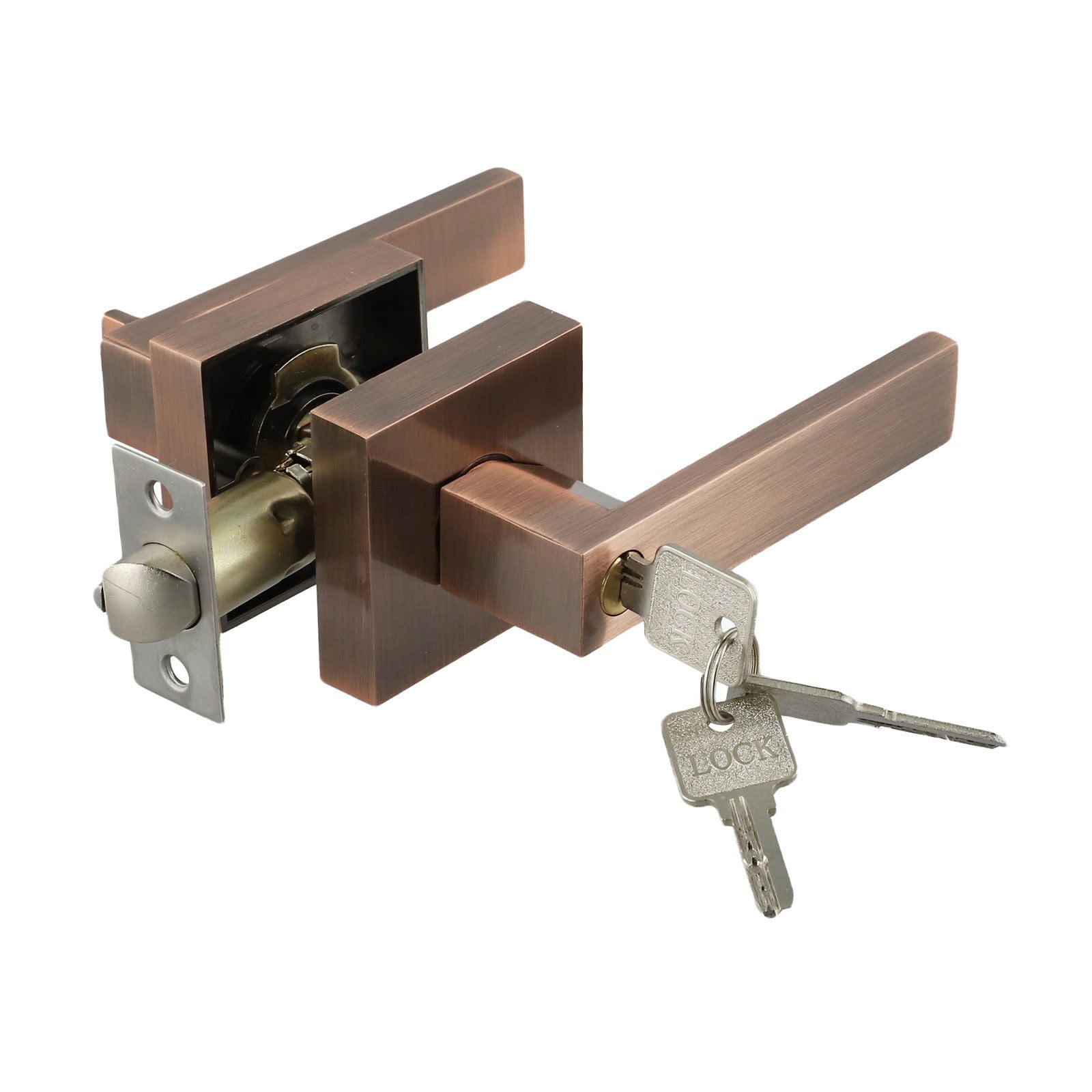 Door Handle Square Door Lock Set With Key Door Knob for Internal Wooden ...