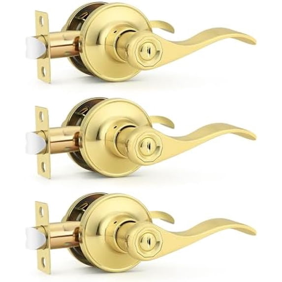 Door Handles Interior Polished Brass Privacy Door Handle Lock, Bedroom ...