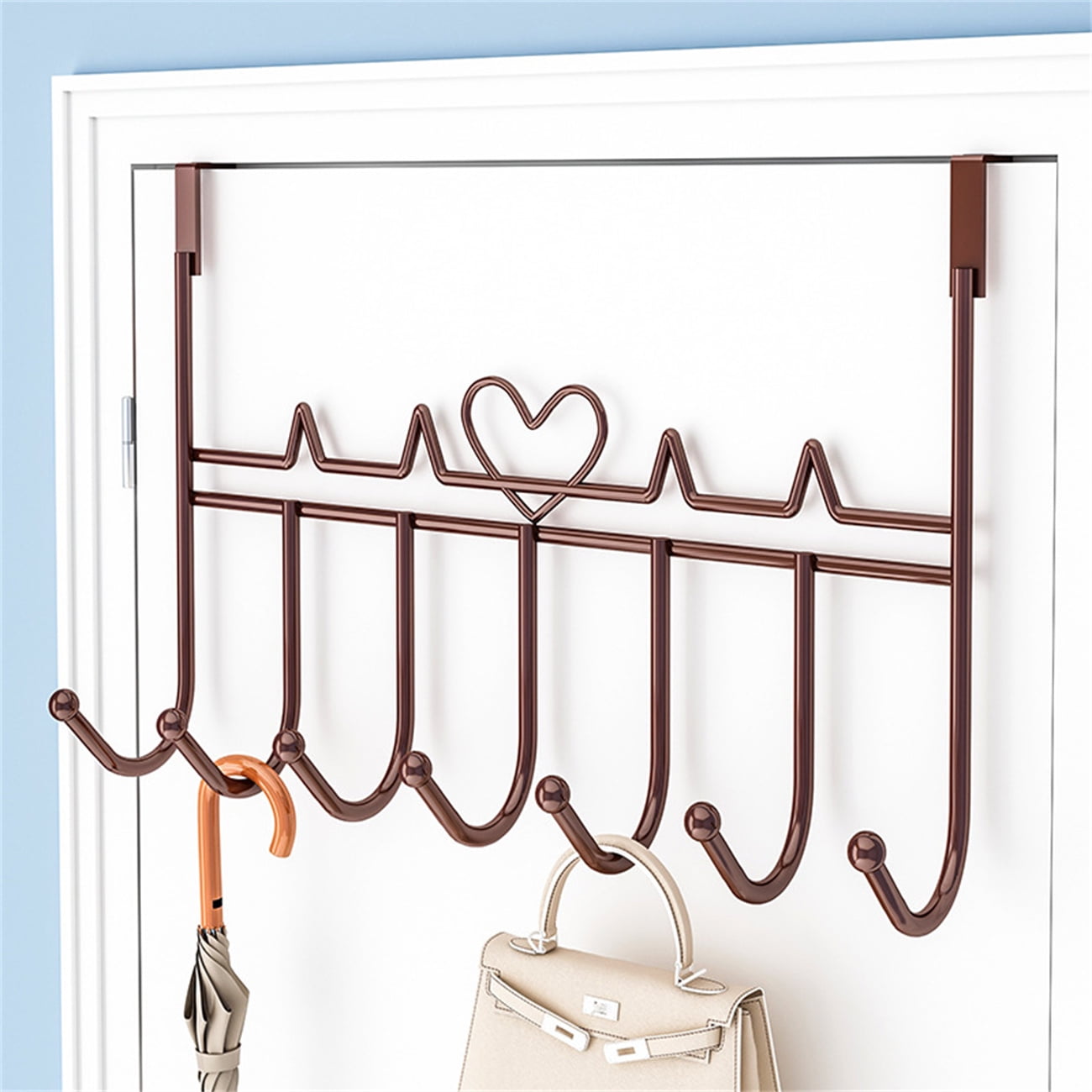 Over The Door Hanger with 7 Hooks,Bexikou Metal Door Hanging Coat Rack ...