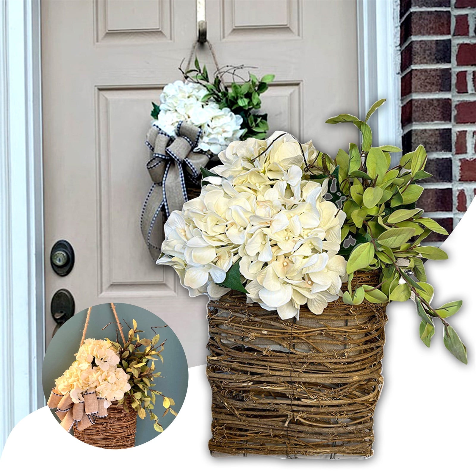 Door Hanging Basket,Door Basket Wreath,Basket Wreath,Front Door Spring ...