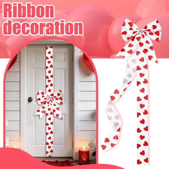 Door Hanging Bow with Heart – Imitation Hemp Ribbon Heart Decoration ...