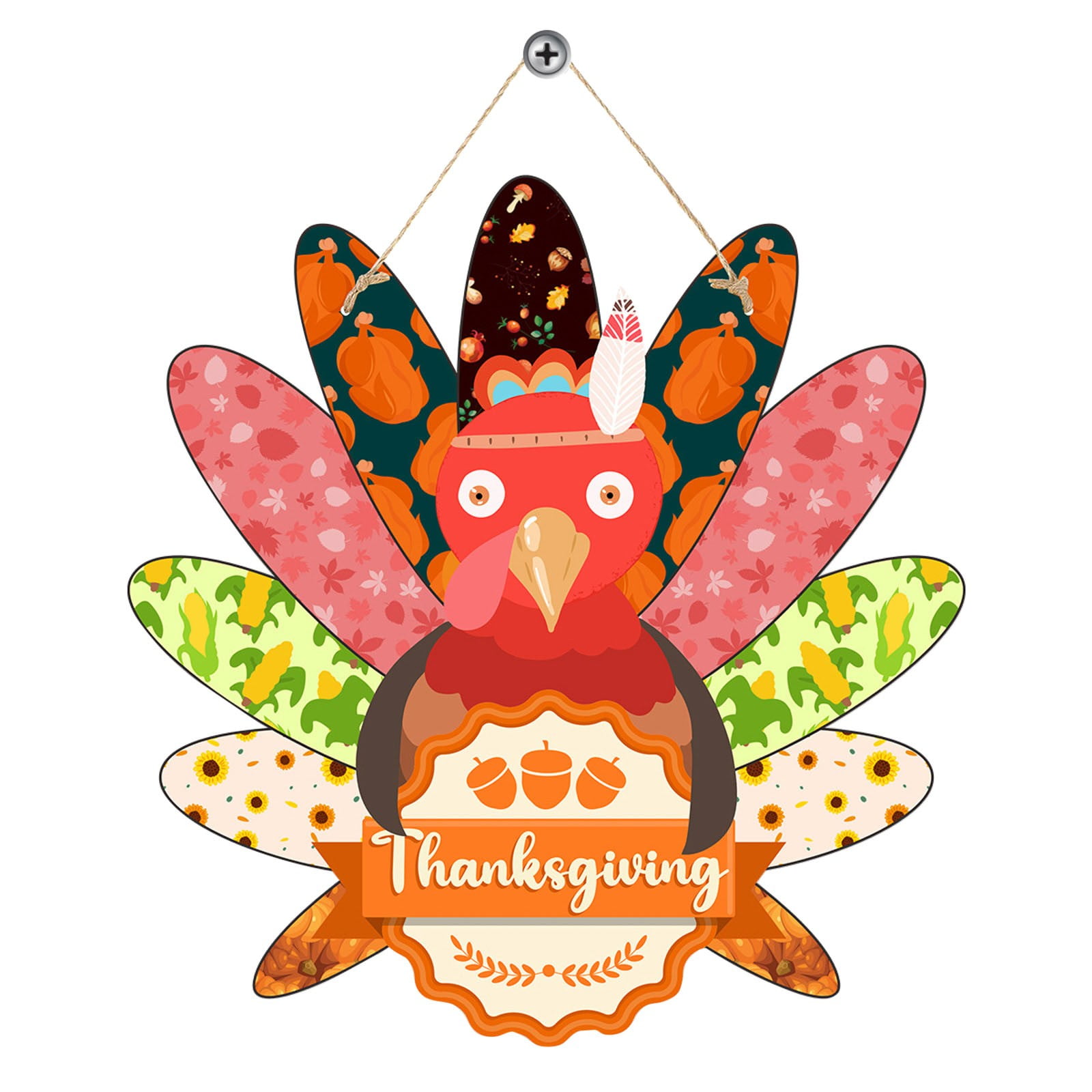 Door Hanging Decoration Product Seasonal Thanksgiving Turkey Sign for ...