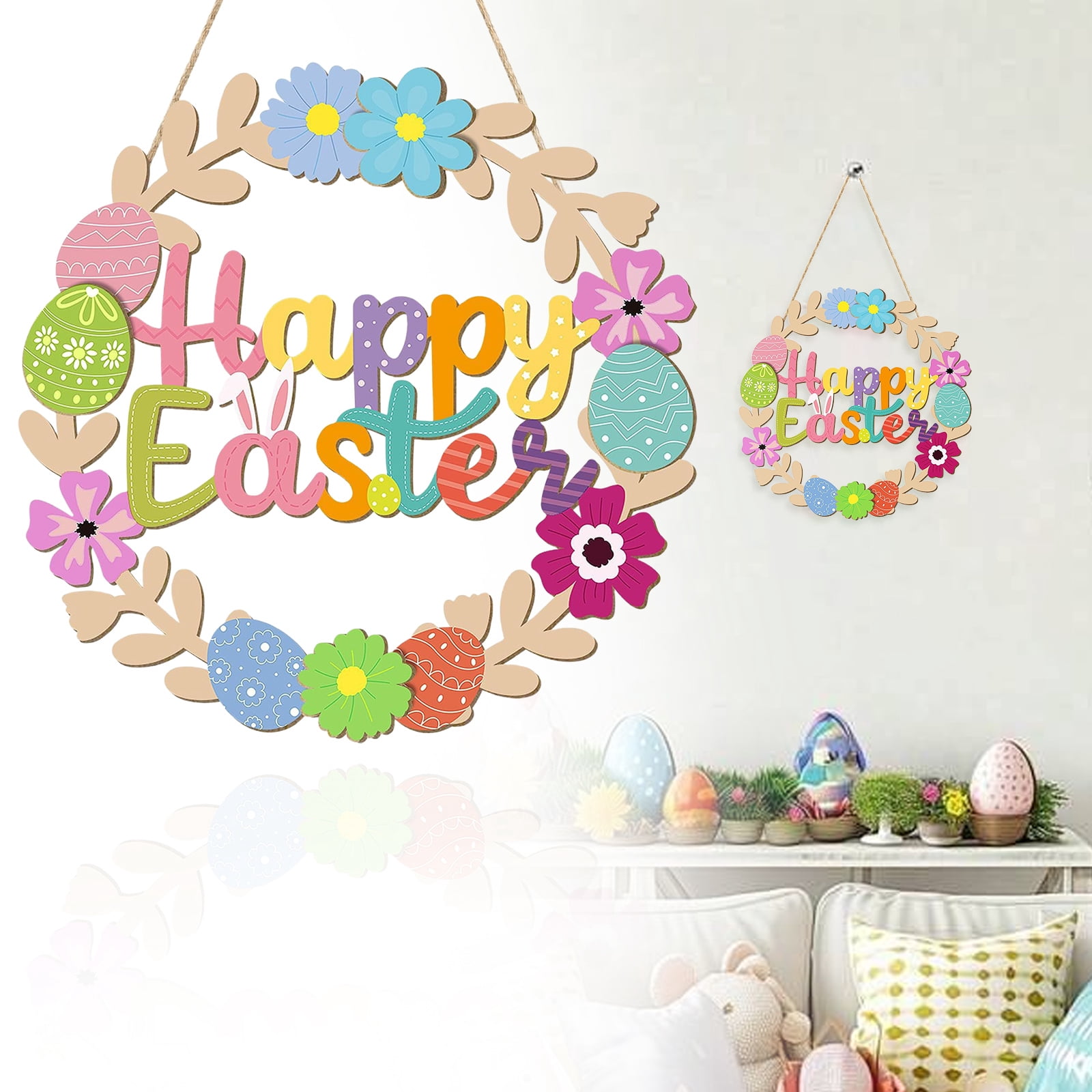 Door Hanging Decoration,Wooden Easter Door Wreath For Front Door 2026 ...
