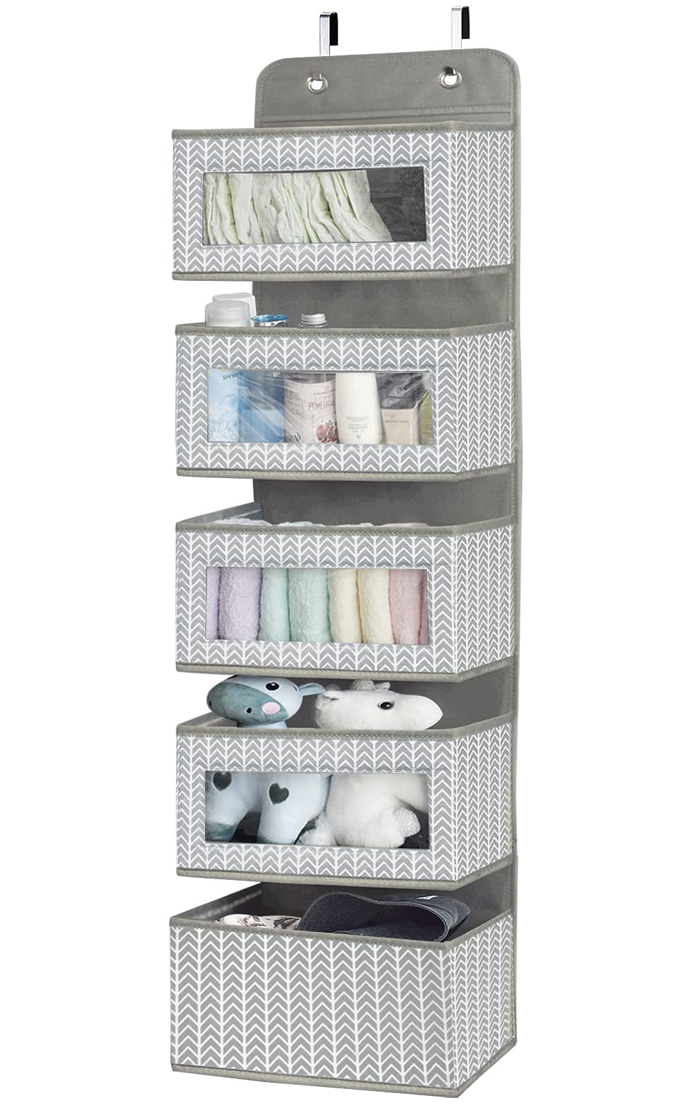 Over the Door Hanging Organizer with 5 Large Pockets - Wall Mount ...