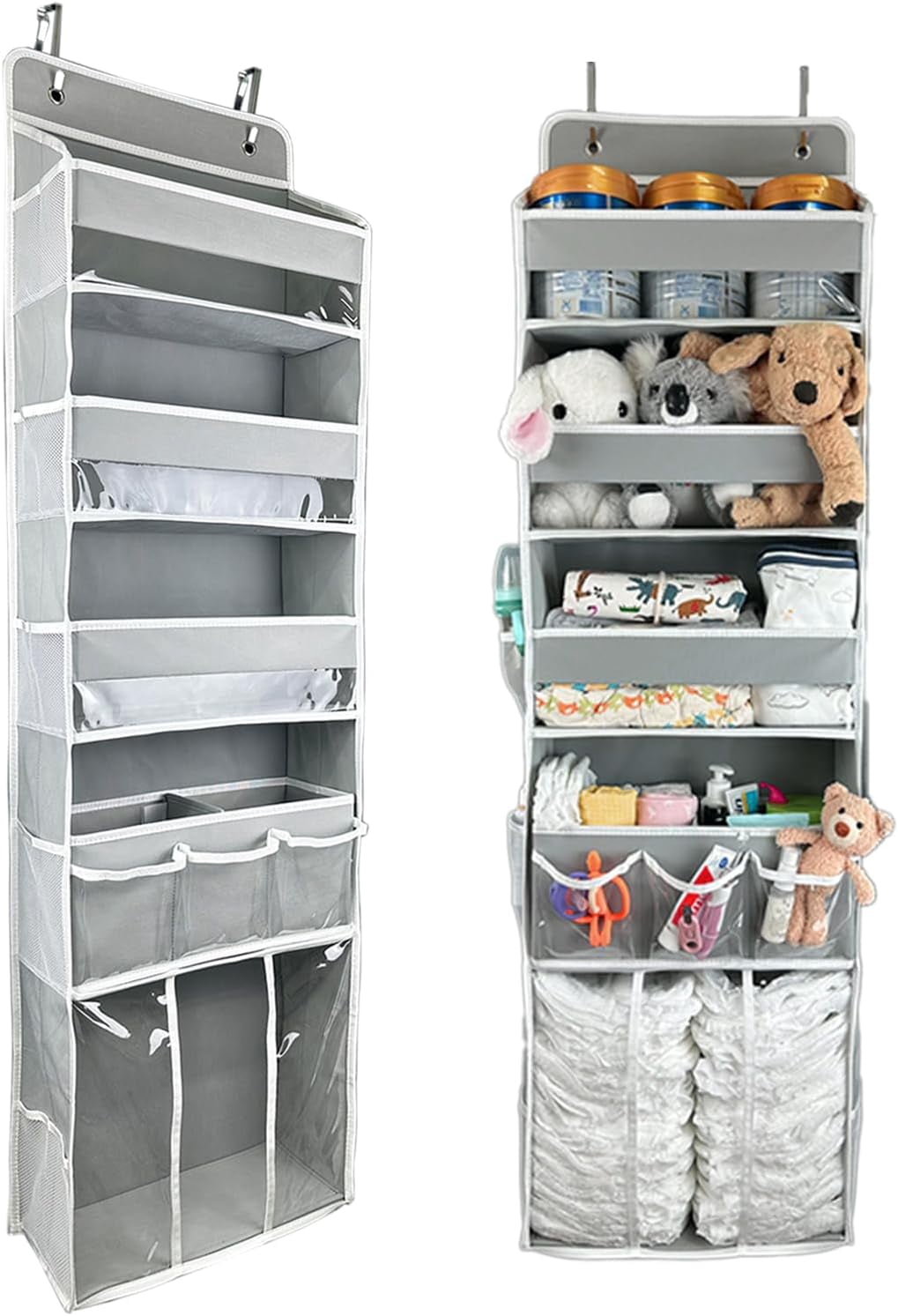 Door Hanging Storage Organizer,with 3 Bins 1 Movable Baby Diaper Caddy ...