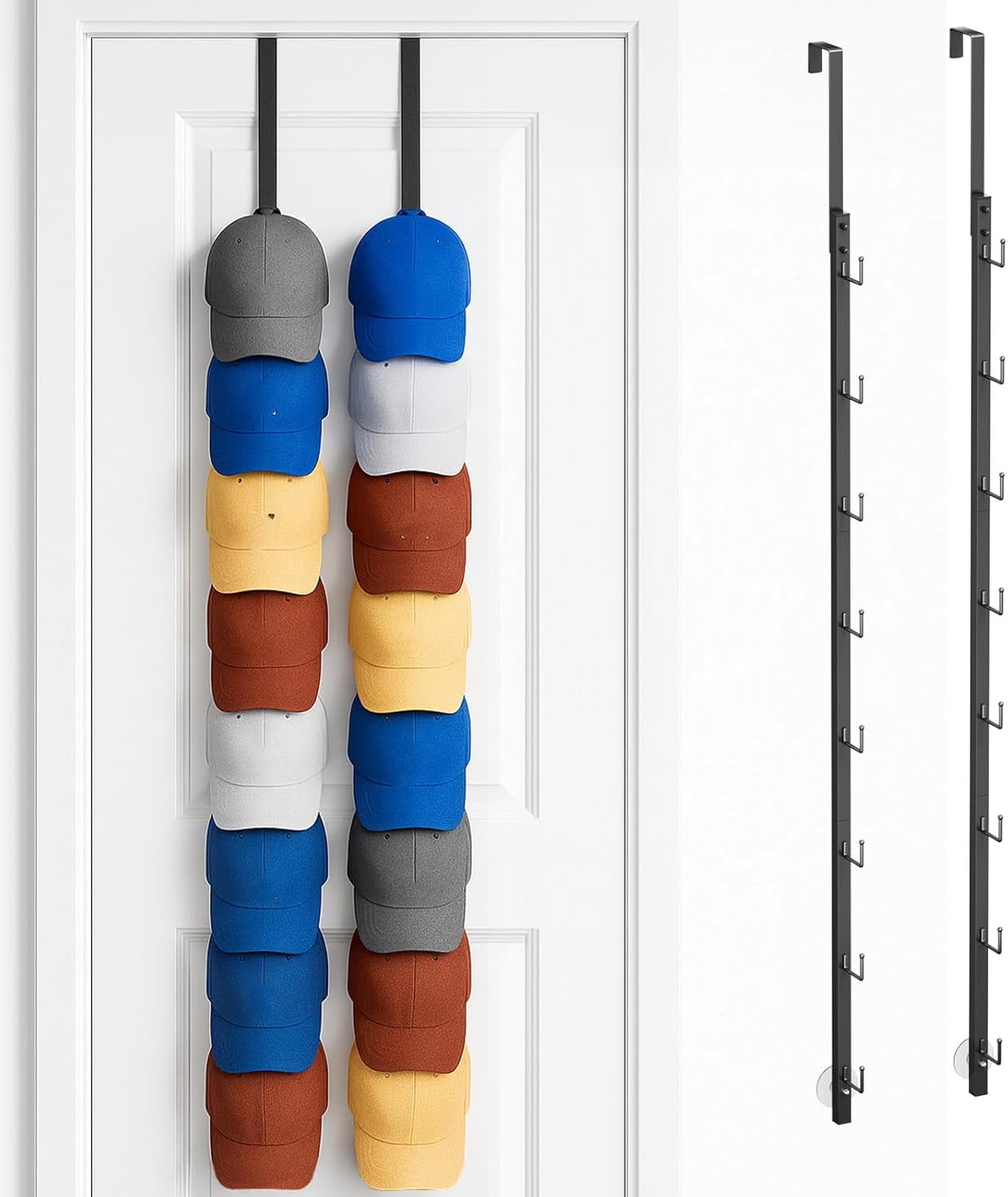 Over Door Hat Organizer - 2 Packs Metal Wall Mounted Hat Rack with 16 ...