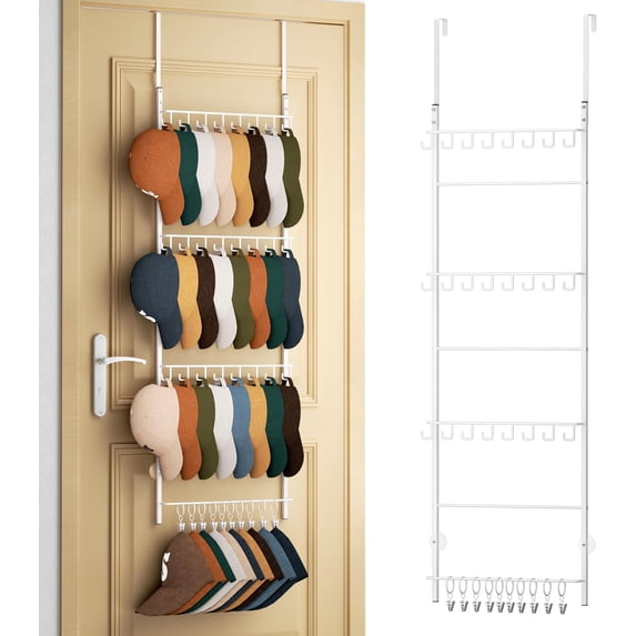 Over Door Hat Organizer - 4 Tier Wall Mounted Hat Rack with 24 Hooks ...