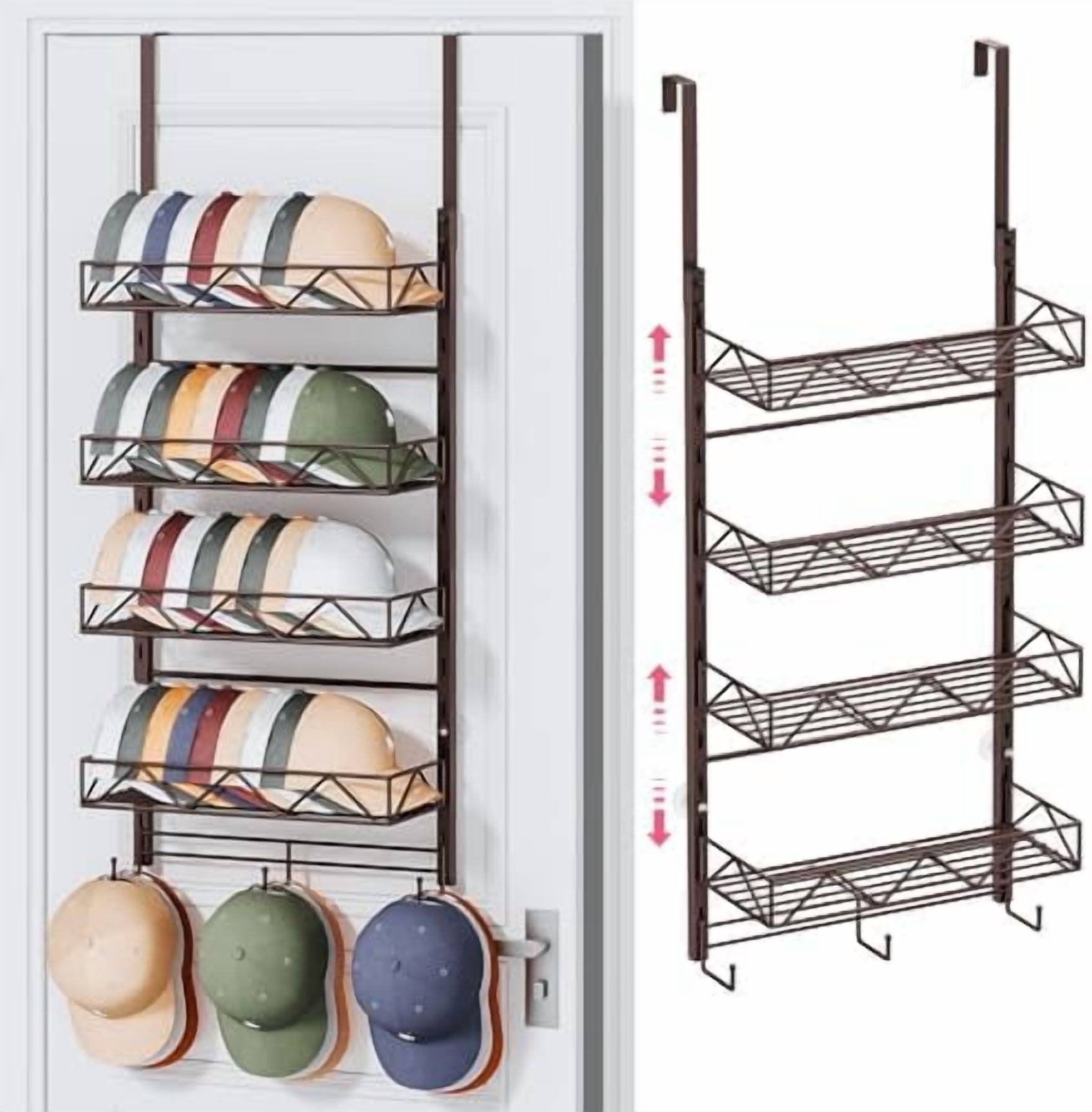 Over Door Hat Organizer - 5 Tier Wall Mounted Hat Rack with 4 ...
