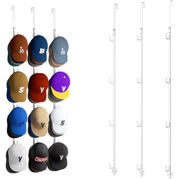Over Door Hat Rack - 3 Packs Hat Organizer with 12 Hooks Design ...