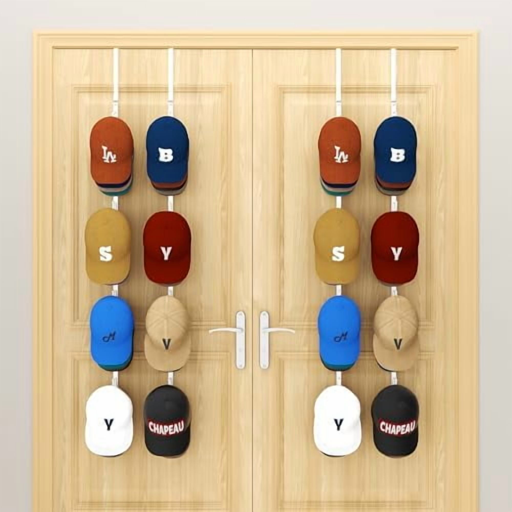 Over Door Hat Rack - 4 Packs Metal Hanging Hat Organizer with 16 Hooks ...