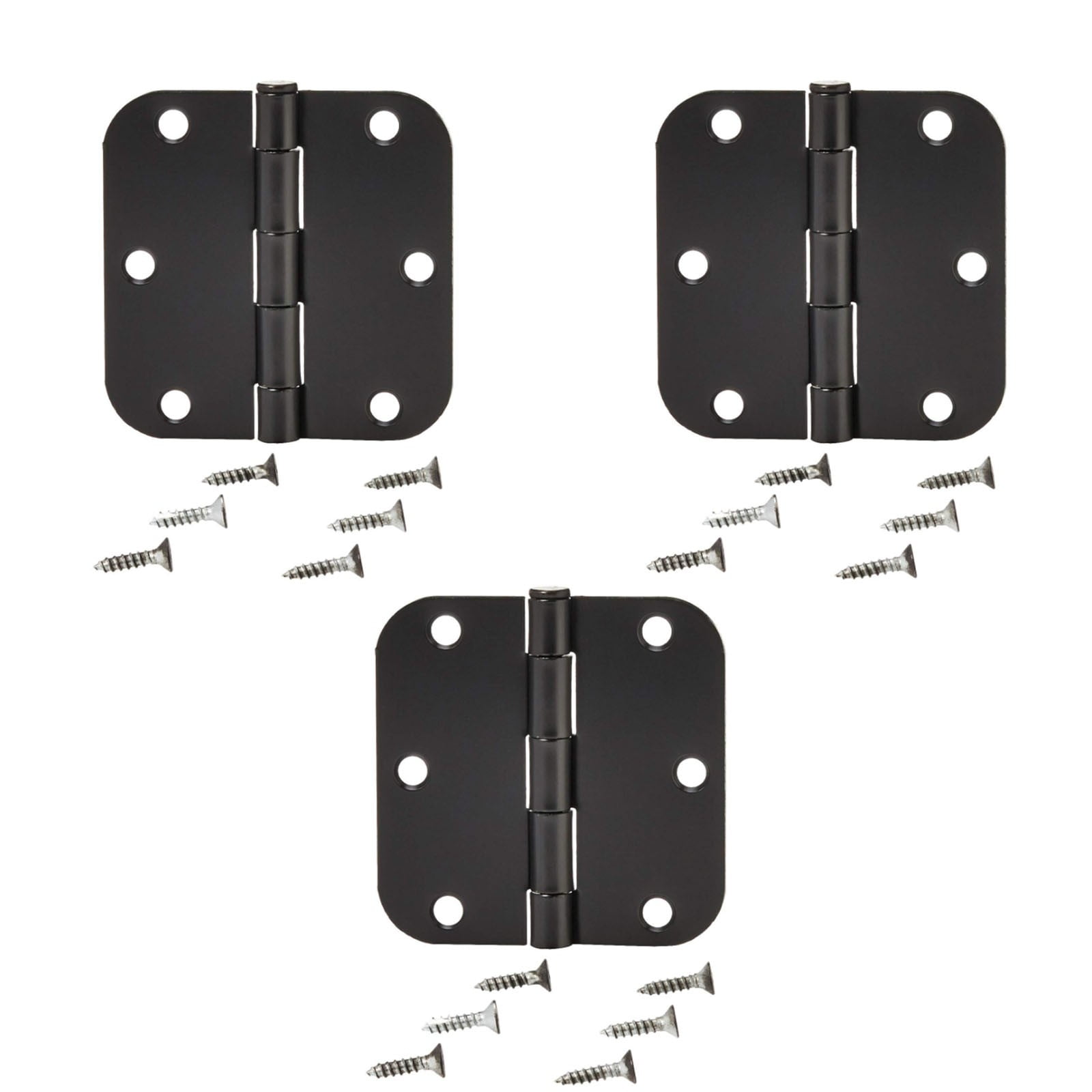 Door Hinge 4-Inch Indoor Flat Iron Hinges Matte Black Plastic Rounded ...