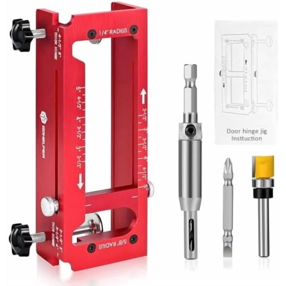 Door Hinge Jig, Aluminum Alloy Mortise Template Kit with Router Bit ...