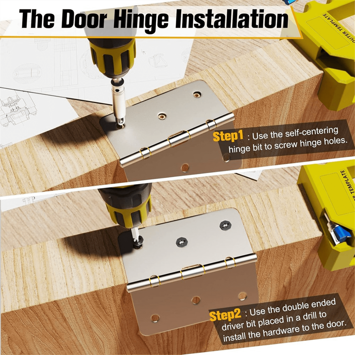 Door Hinge Jig Mortiser Installation Kit Router for 3 Inch to 5 Hinges ...