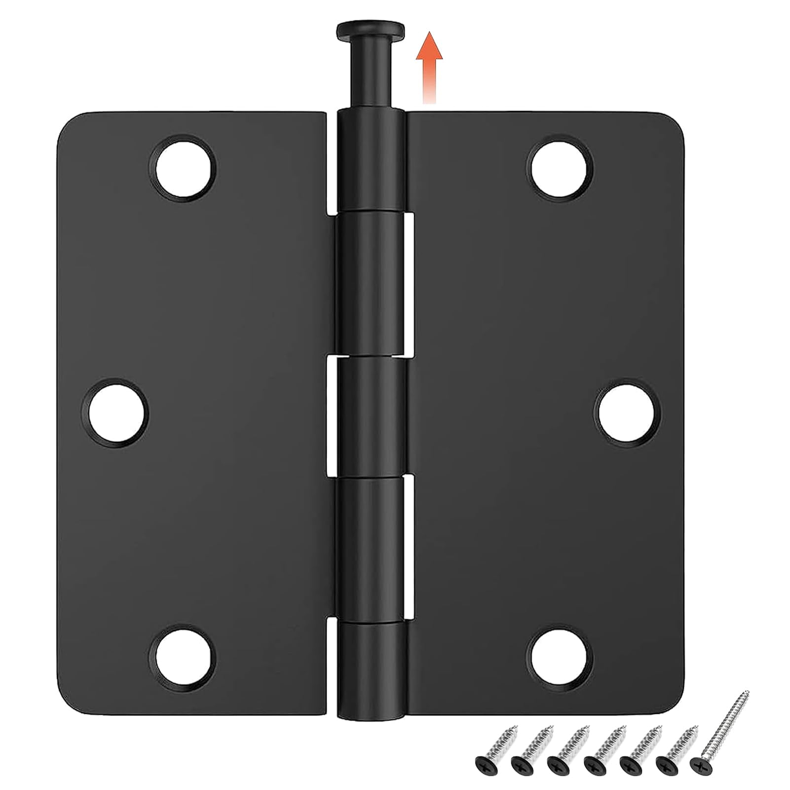 Door Hinges 3 1/2 Inch Matte Black 3.5 Inch Interior Hinges 1/4" Radius ...