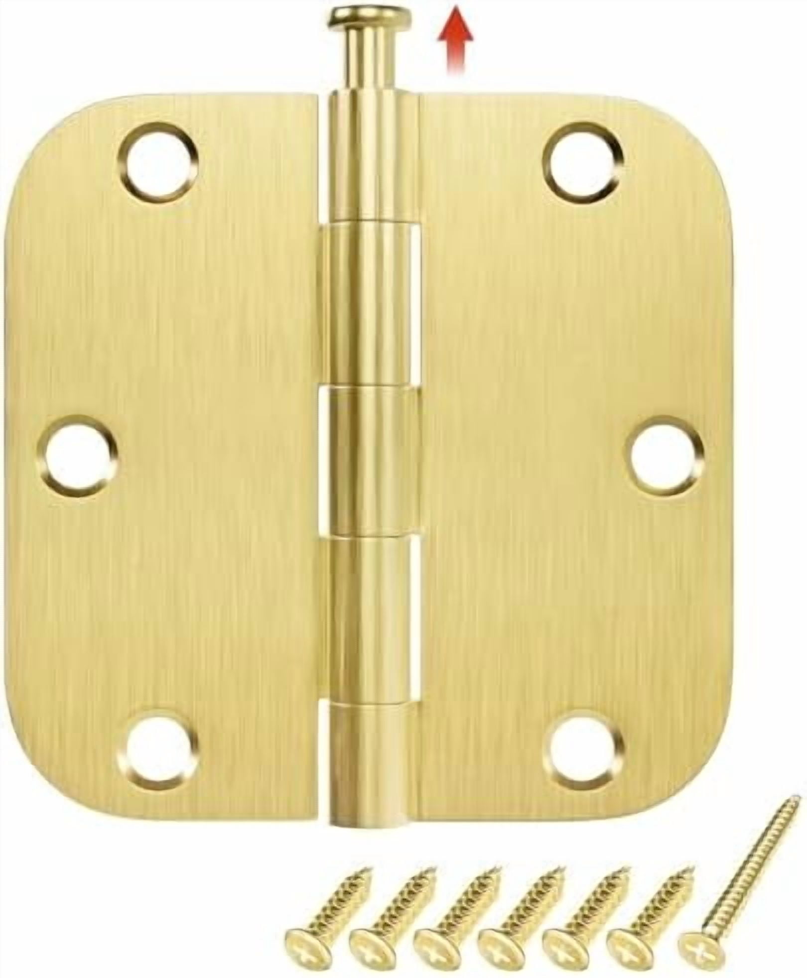 Door Hinges Satin Brass 3.5 Inch with 5/8" Radius Corners Interior and ...