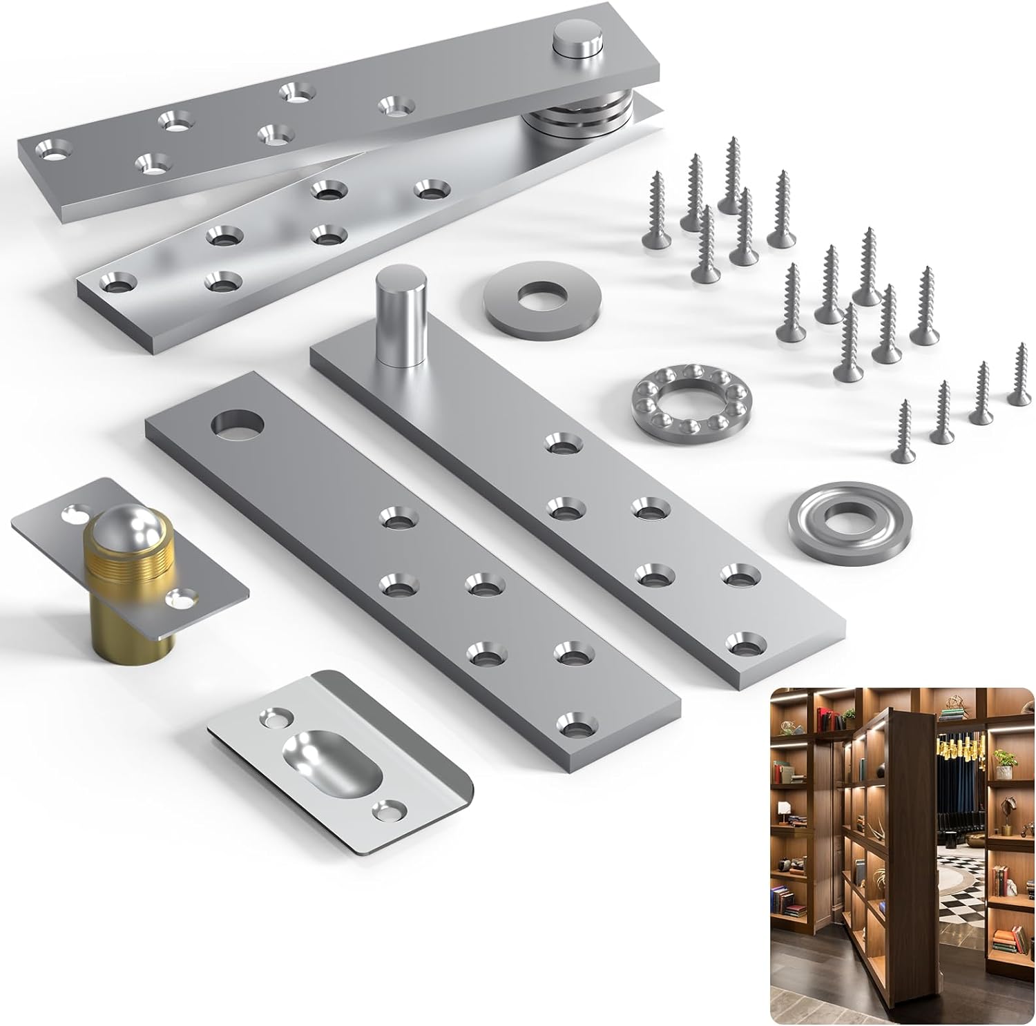 Door Hinges,Stainless Steel Hidden Door Hardware,360 Degree Rotation ...