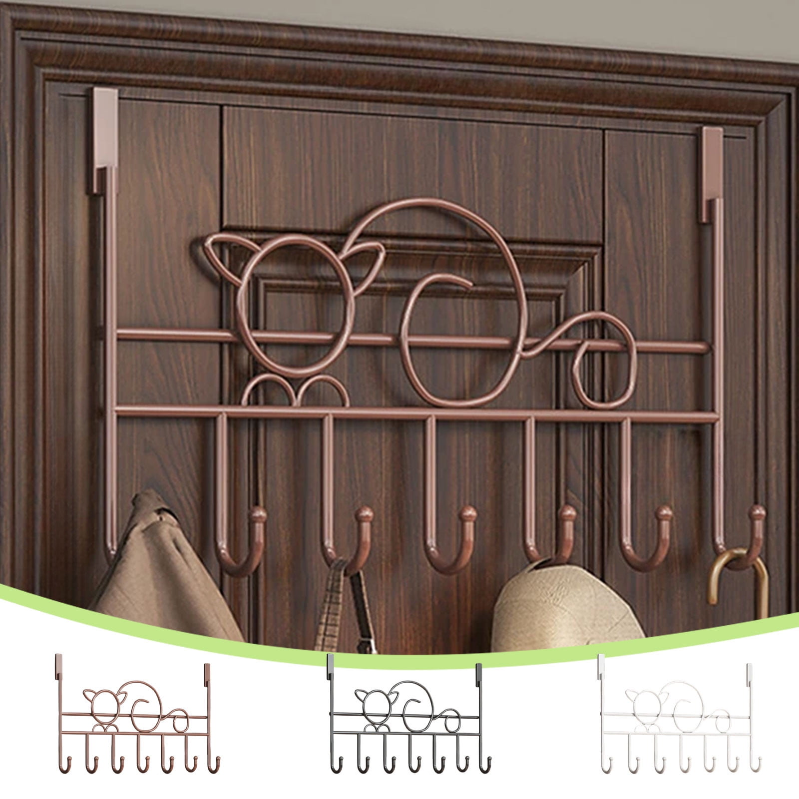 Over Door Hooks Metal Hanging Rack | No-Drill Behind Door Organizer ...