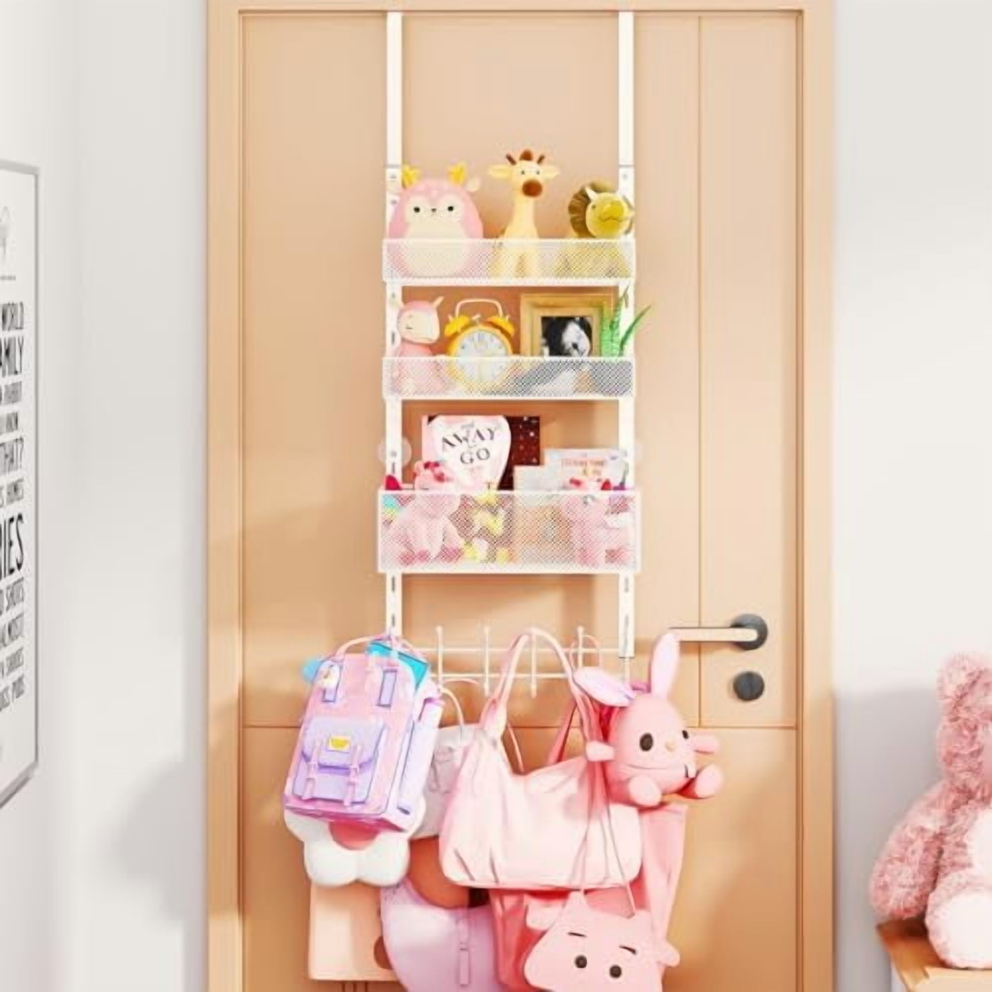 Over The Door Hooks Organizer - 4 Tier Door Coat Rack with 3 Baskets ...