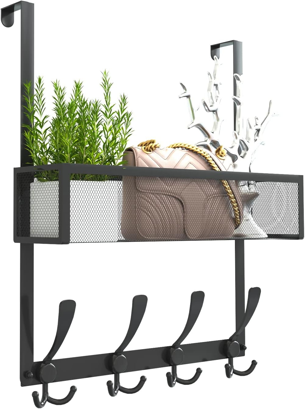 Over The Door Hooks Organizer,Over Door Hanger Towel Rack Mesh Basket ...