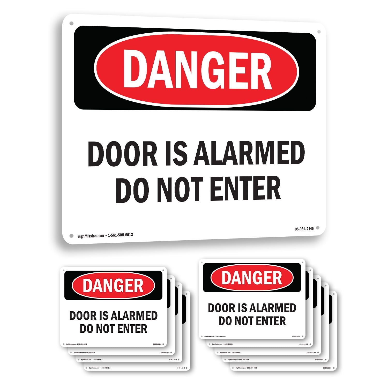 Door Is Alarmed Do Not Enter OSHA Danger Aluminum Sign 18 Inch x 12 ...