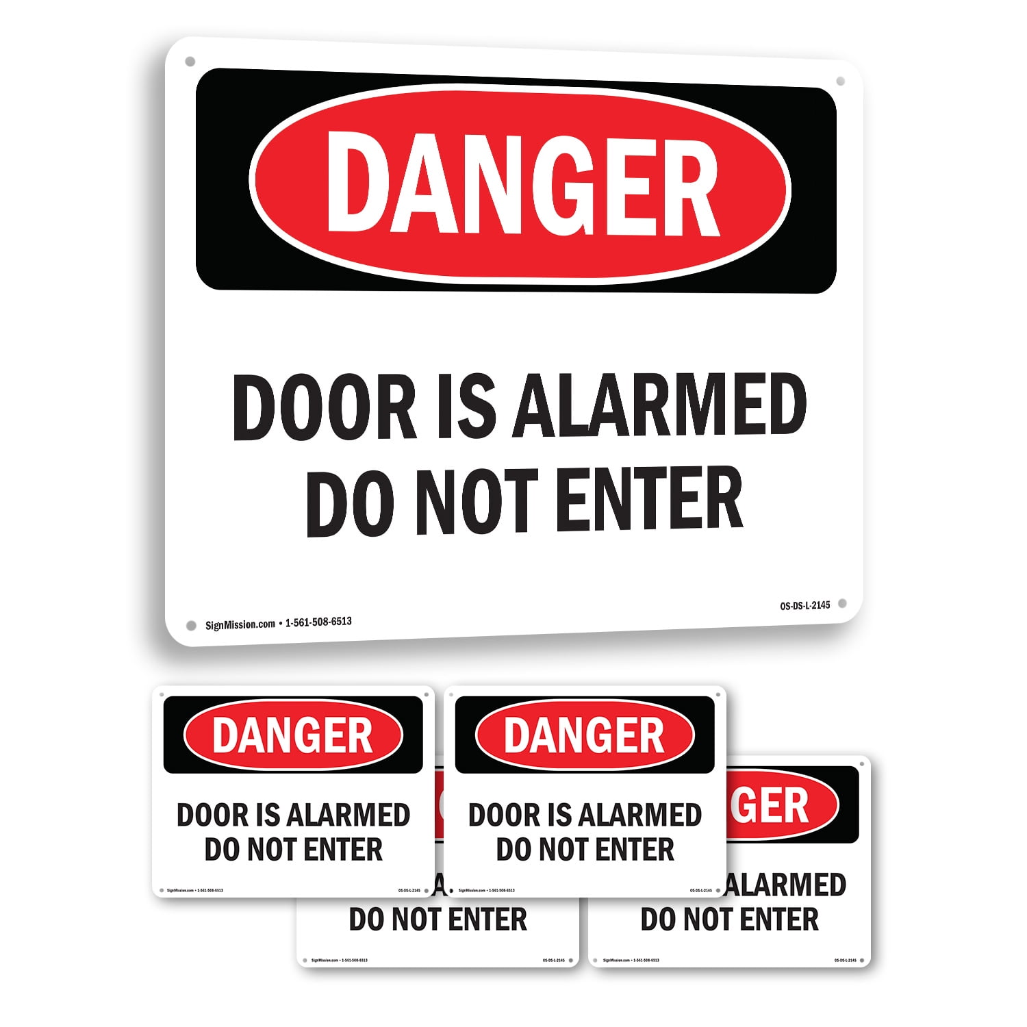 Door Is Alarmed Do Not Enter OSHA Danger Rigid Plastic Sign 10 Inch x 7 ...