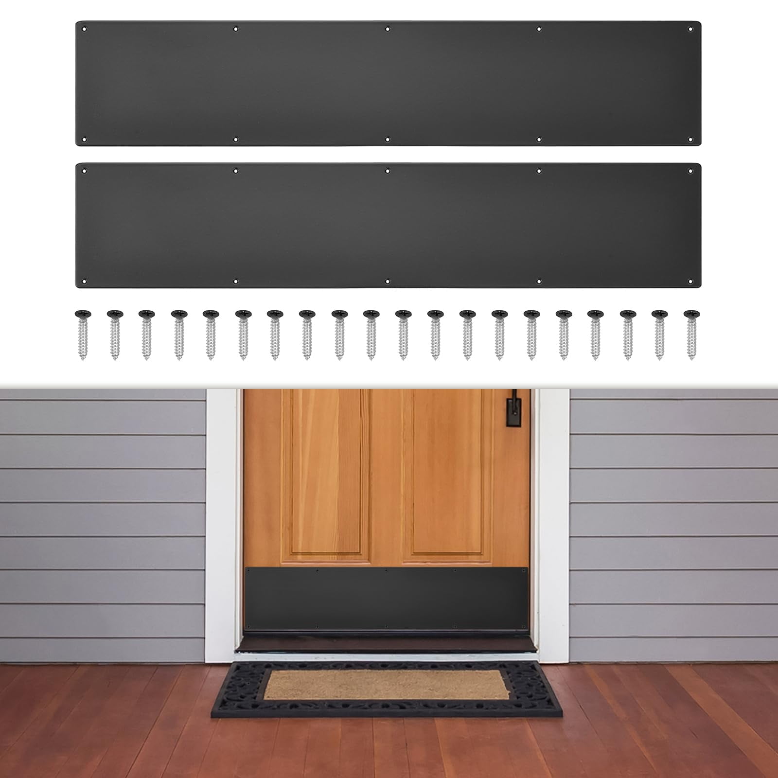 Door Kick Plates Black 10 x 34 Inch Exterior Interior Door Protection ...