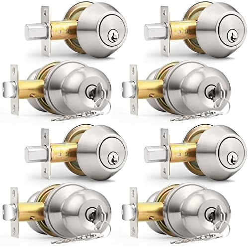 Door Knob and Deadbolt Set, Exterior Door Lock Set 4 Pack Enrty Door ...