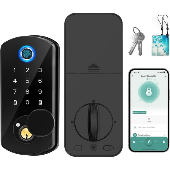 Door Lock Fingerprint Deadbolt, Keyless Entry Door Lock with App ...