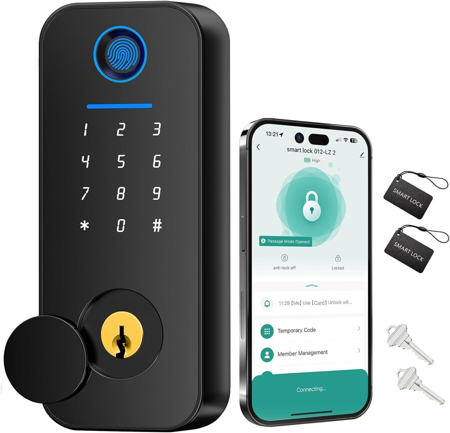 Door Lock,Fingerprint Keyless Entry Door Lock, App Control,Touchscreen ...