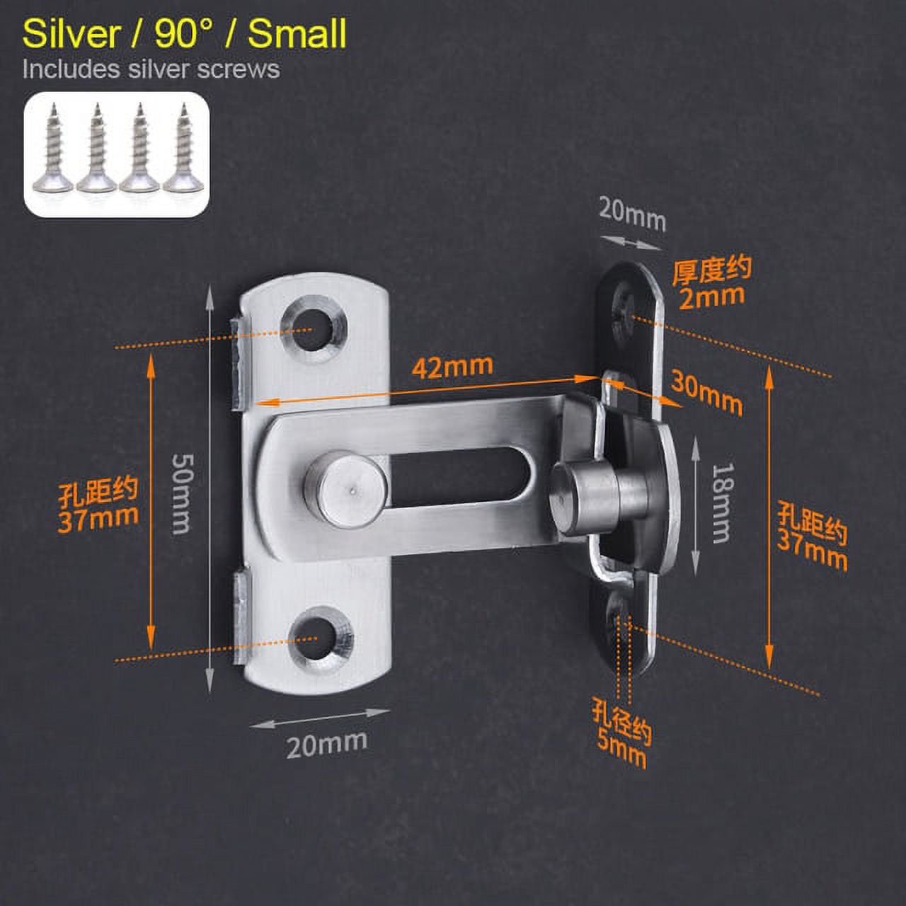 Door Lock Guard Latch Bolt 90 180 Degree Stainless Steel Toggle Latch ...