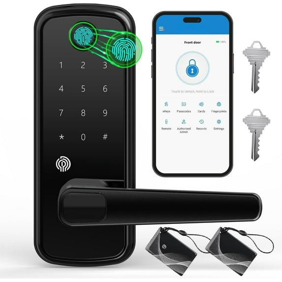 Door Lock, Keyless Entry Door Lock Fingerprint Door Lock with Keypad ...
