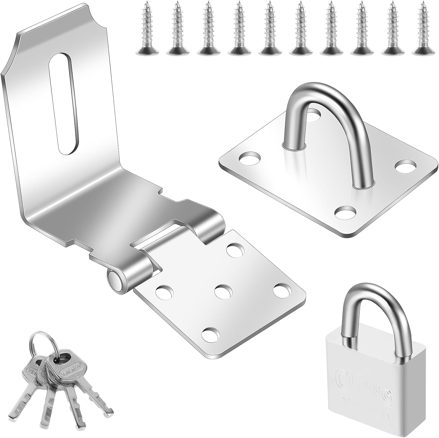 Door Lock Latch Hasp Kit, 90 Degree Stainless Steel Gate Latch Lock ...