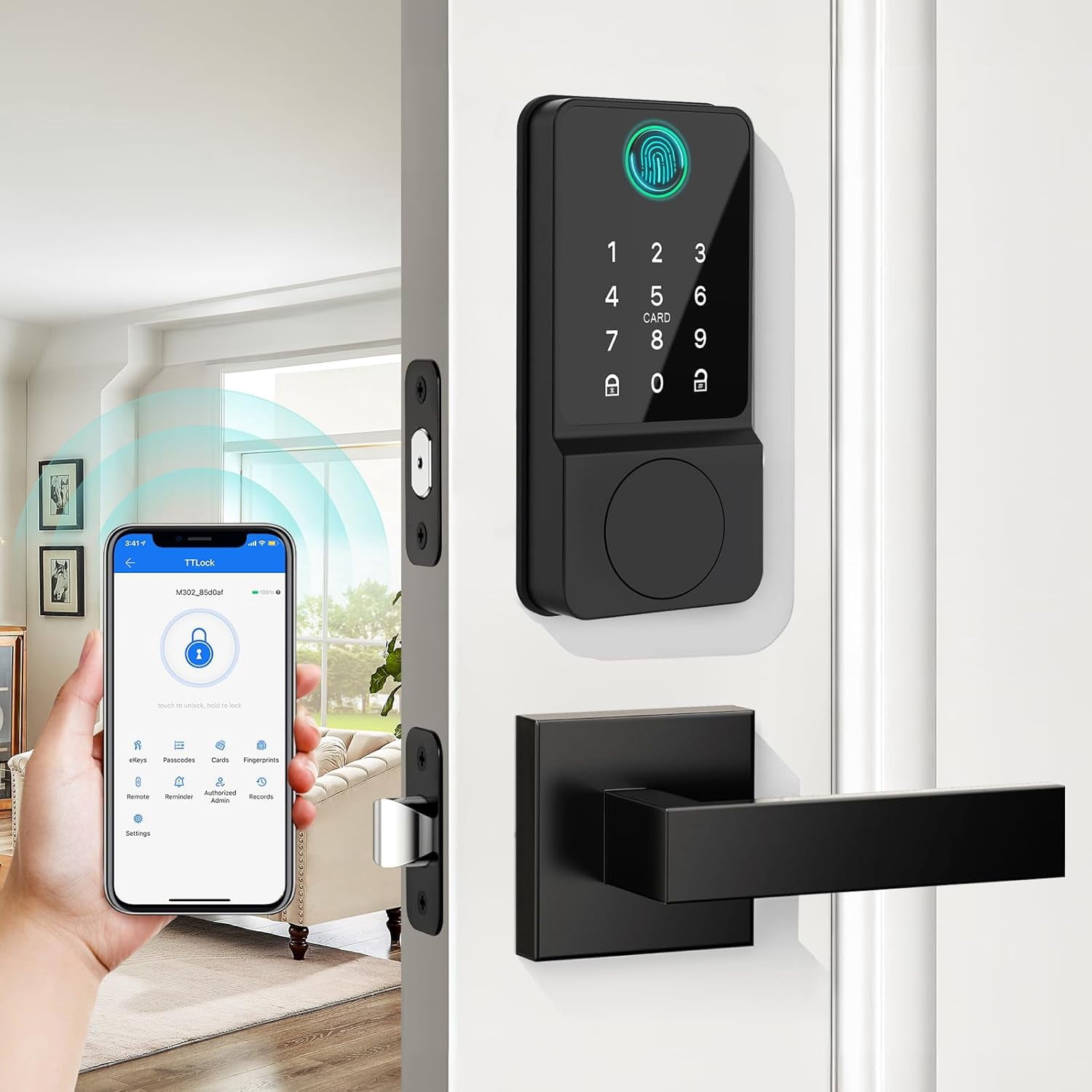 Door Lock Set Keyless Entry Fingerprint Touchscreen Keypad APP IC Card ...
