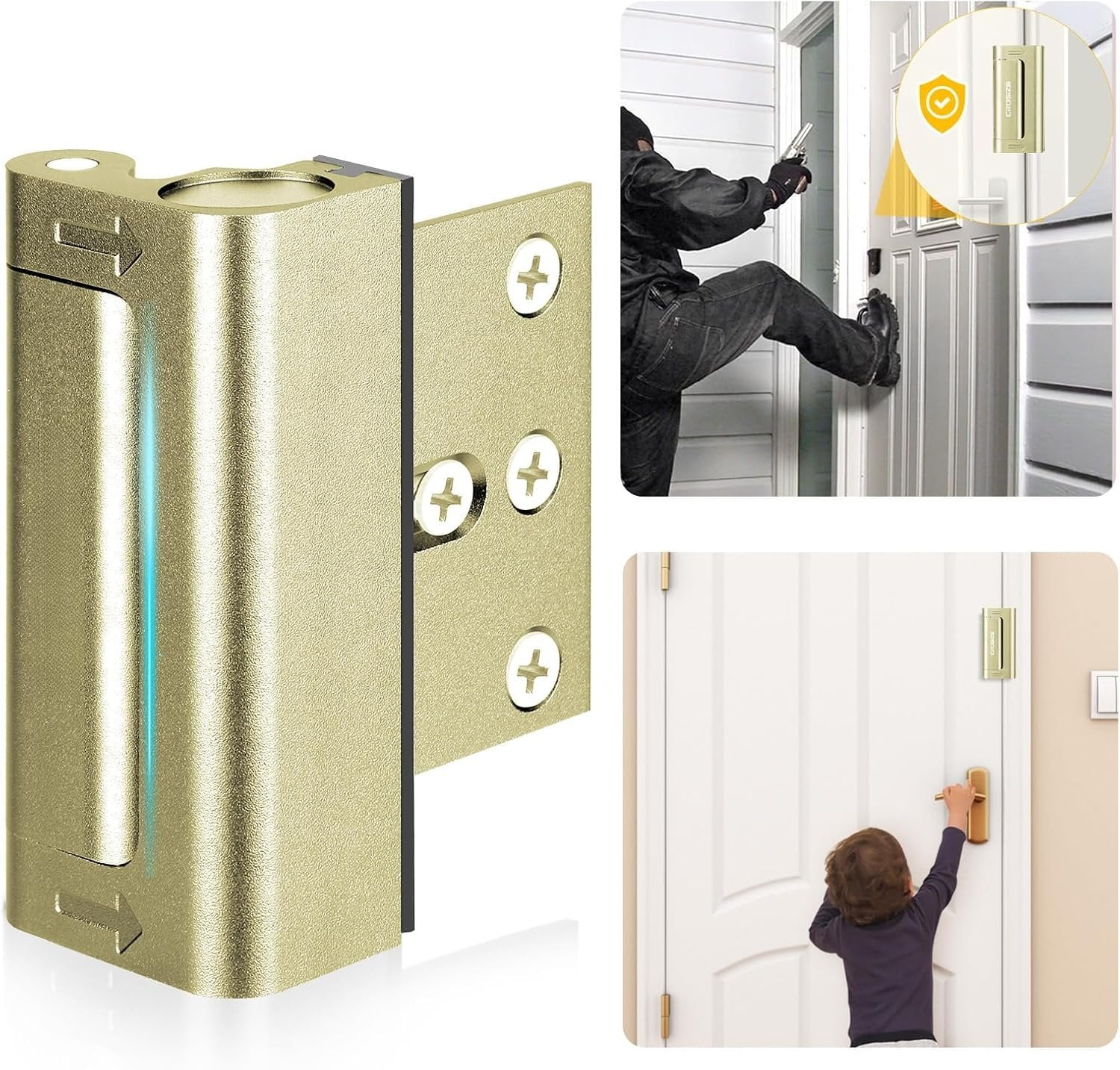 Door Lock, Upgraded Door Reinforcement Lock, 3" Withstands 1000 lbs of ...