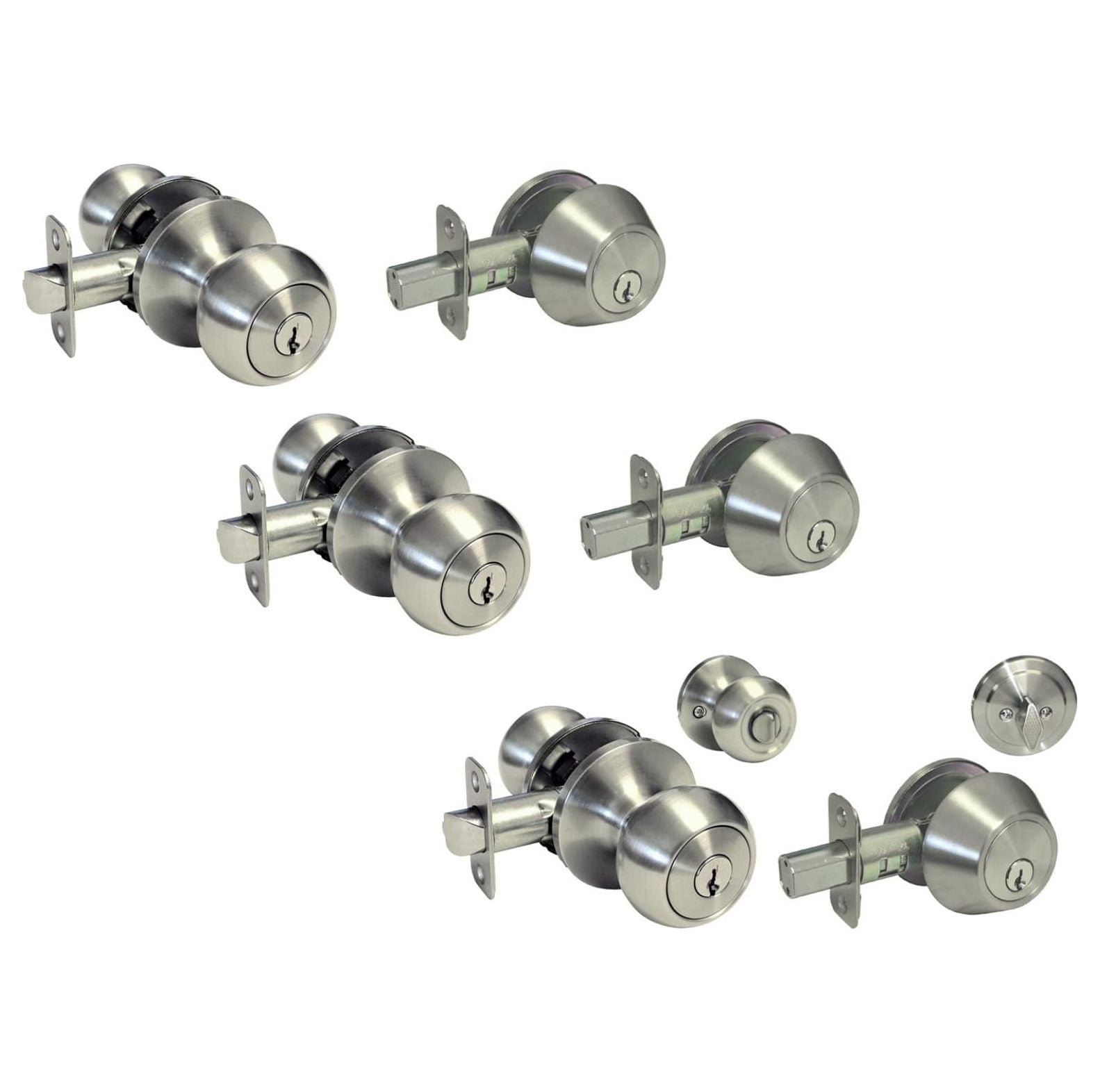 Door Locks Set of 3, Keyed Alike Entry Knobs with Deadbolt - Single ...