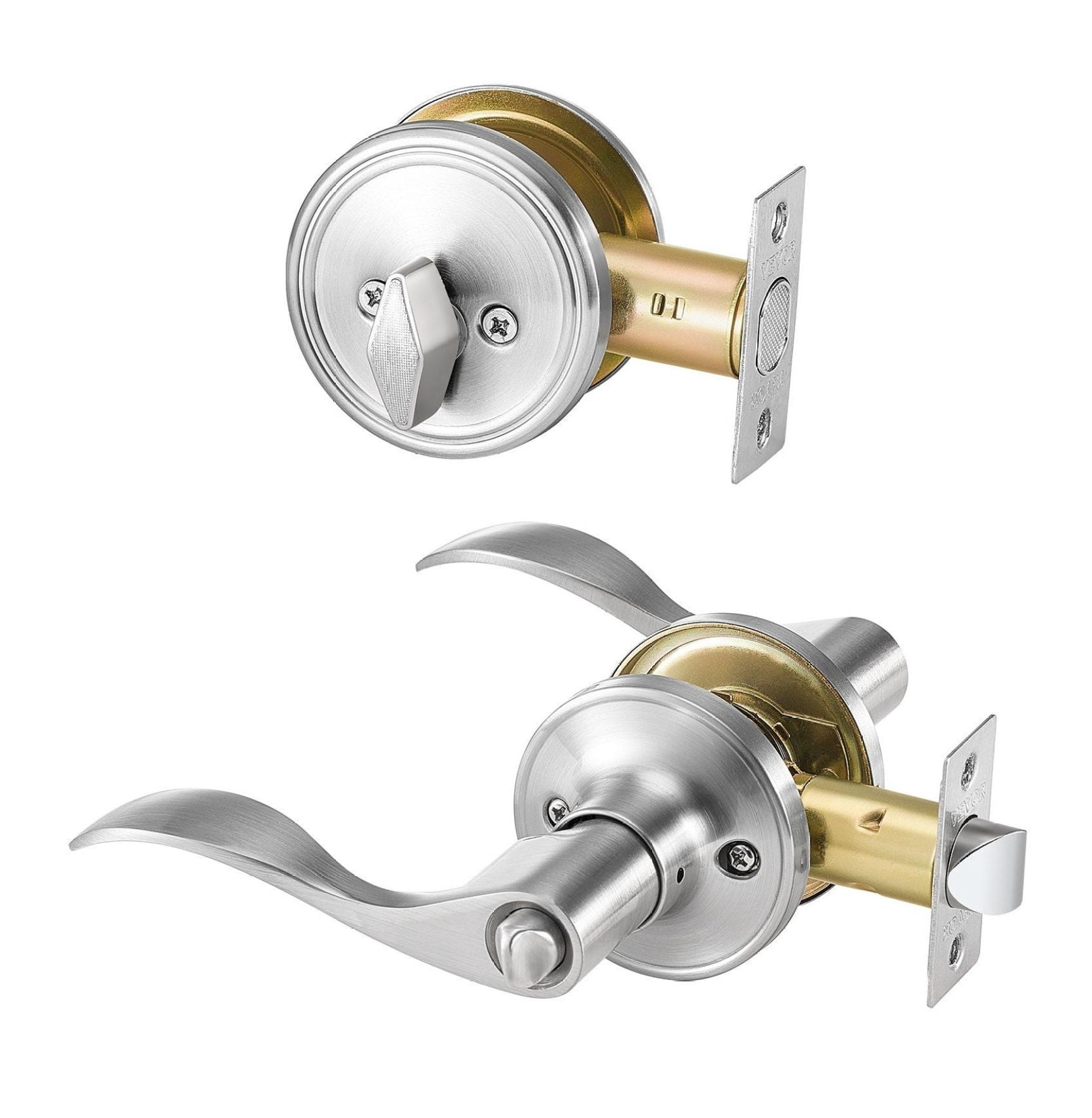 Door Locksets with Deadbolt 5 Pack - Keyed Alike, Satin Nickel - Entry ...