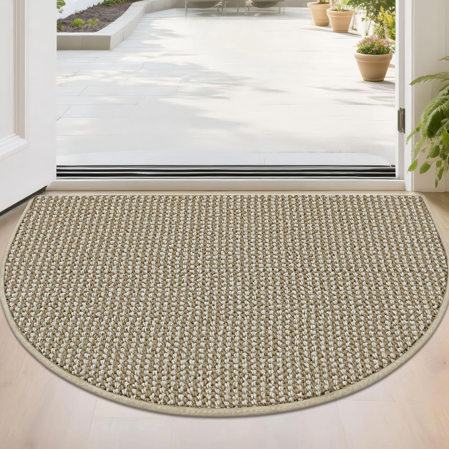 Door Mat 24" x 36" Half Circle Non-Slip Washable Doormats Entrance Rugs ...