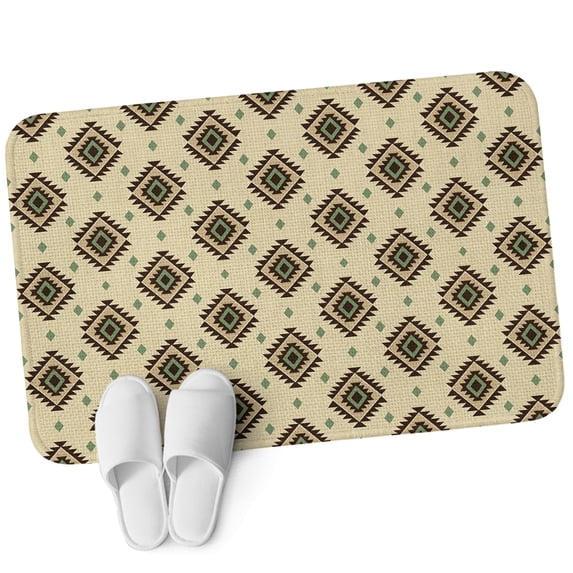 Door Mat 31.5"x47.2", Beige Green Boho Non Slip Backing & Low Profile ...