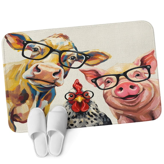 Door Mat 31.5"x47.2", Farmhouse Animals Non Slip Backing & Low Profile ...