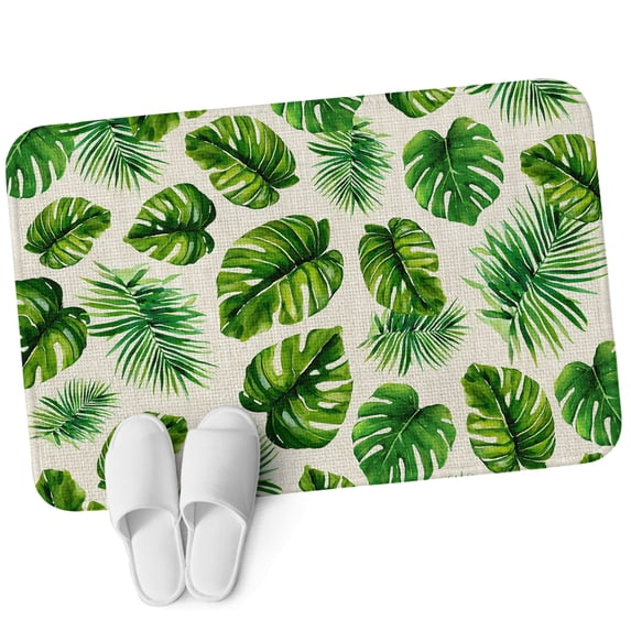 Door Mat 31.5"x47.2", Green Tropical Plants Non Slip Backing & Low ...