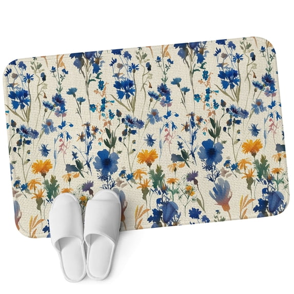 Door Mat 31.5"x47.2", Spring Blue Flowers Non Slip Backing & Low ...