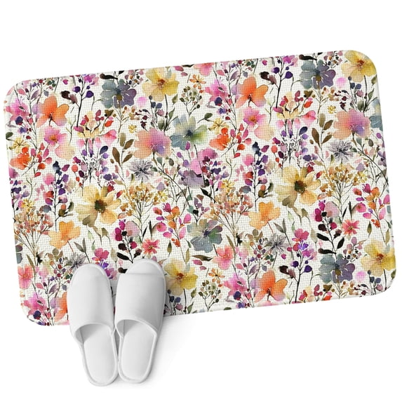 Door Mat 31.5"x47.2", Spring Botanical Non Slip Backing & Low Profile ...