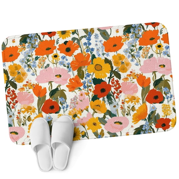 Door Mat 31.5"x47.2", Spring Flowers Non Slip Backing & Low Profile ...