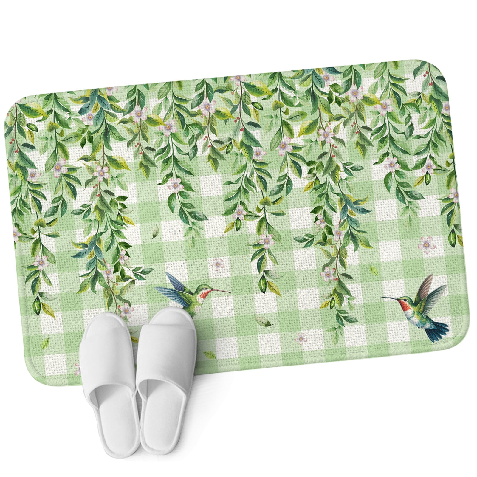 Door Mat 31.5"x47.2", Spring Plants Non Slip Backing & Low Profile Area ...