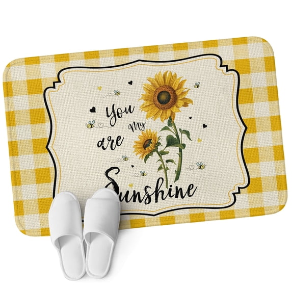 Door Mat 31.5"x47.2", Sunflowers Non Slip Backing & Low Profile Area ...