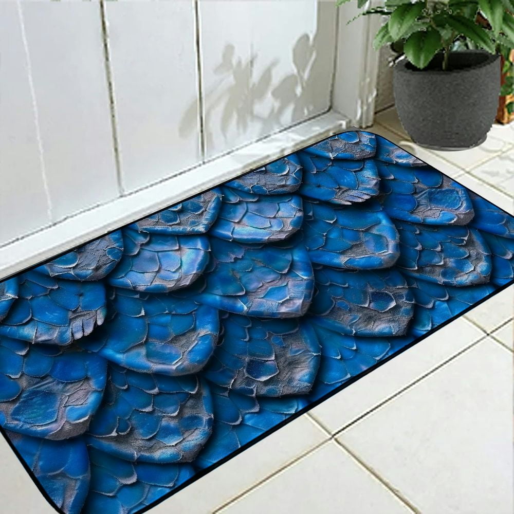 Door Mat Blue Scales Welcome Doormat,Doormat Outdoor Entrance,Front ...