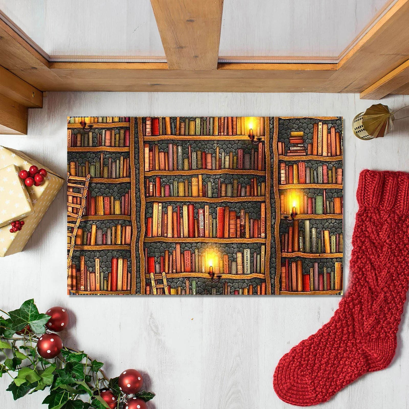 Door Mat Dirt Trapper,Interesting Bookshelf Books Flower Door Mats Slip ...